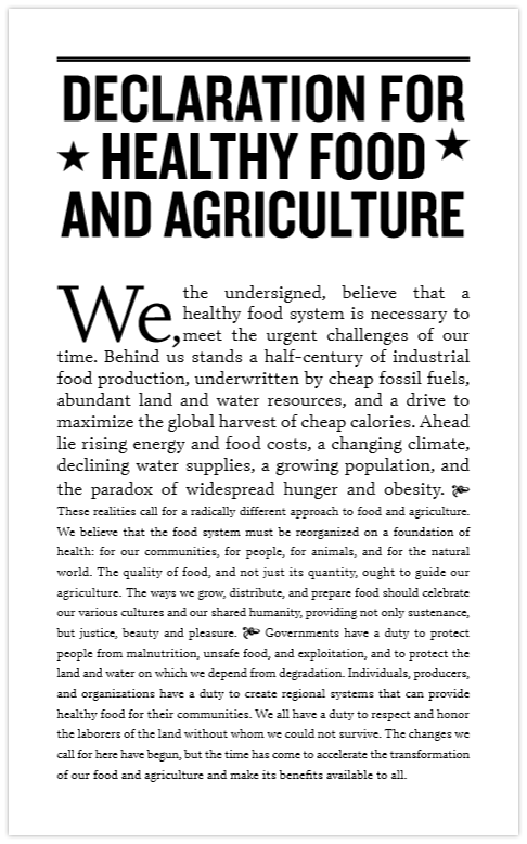 The Food Declaration: The Foundation of ROC’s Policy Work - Roots of Change